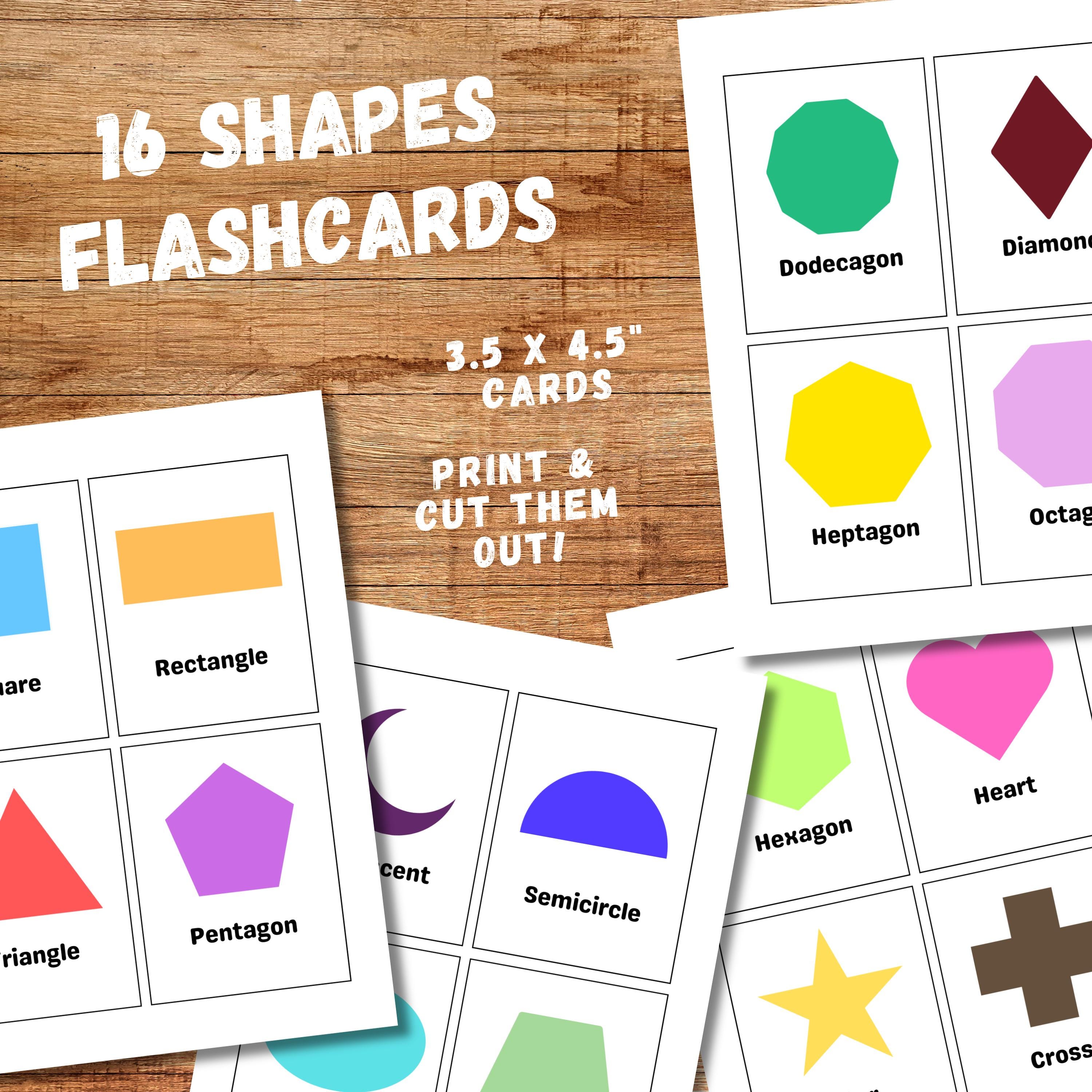 Colorful Geometric Shapes Flashcards: Homeschool & Preschool (printable ...