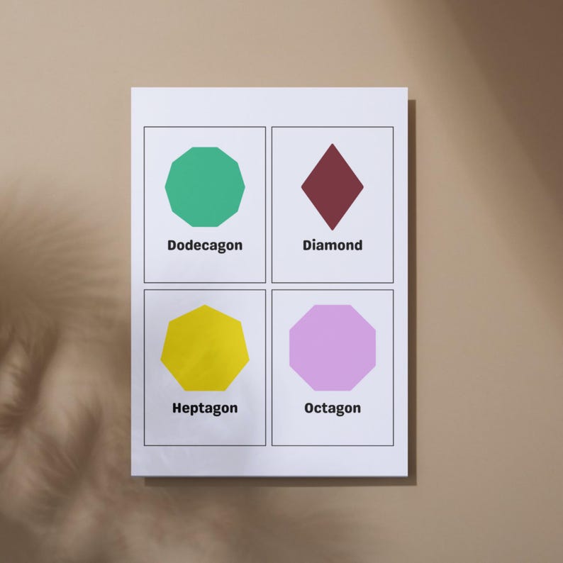 Colorful Geometric Shapes Flashcards: Homeschool & Preschool (printable ...