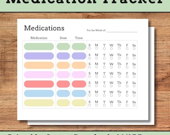 Weekly Vitamin Tracker Printable: Medicine & Supplement Log (a4/11x8.5 ...