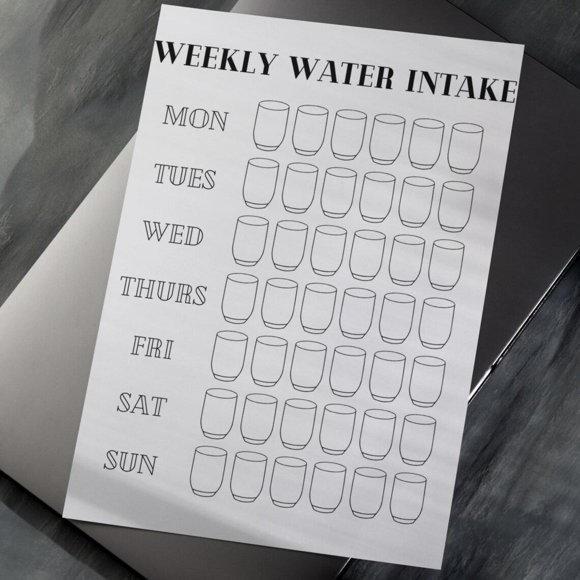 Printable Weekly Water Tracker, Simple Hydration Tracker, Water Intake ...