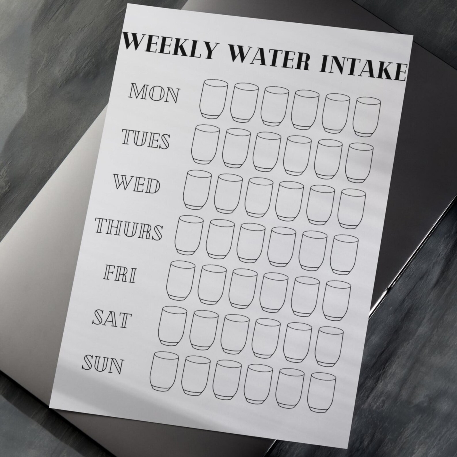 Printable Weekly Water Tracker, Simple Hydration Tracker, Water Intake ...