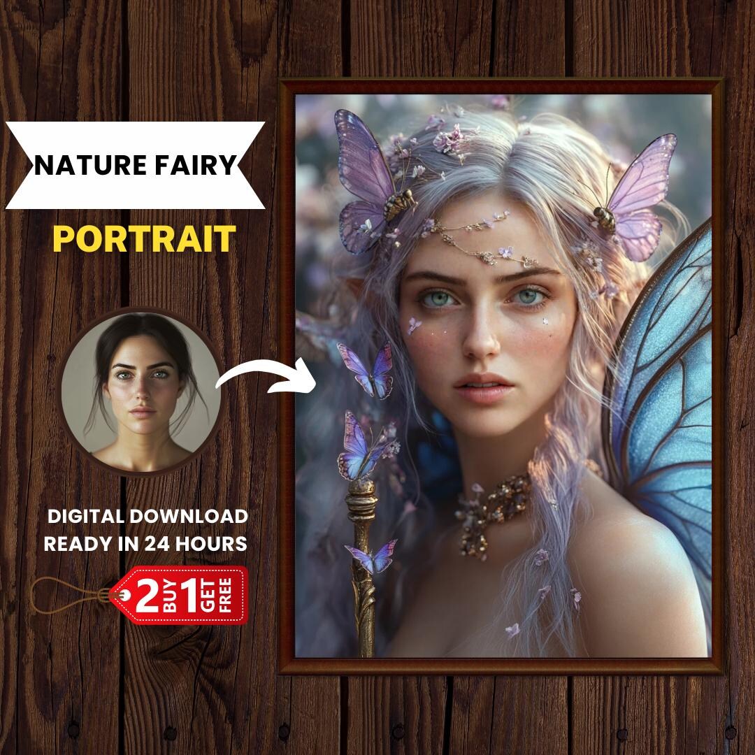 Nature Fairy Portrait - Enchanted Forest Fae Art - Mystical Woodland ...