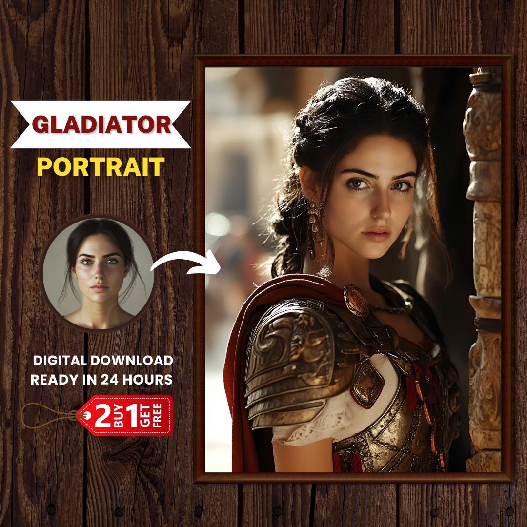Custom Gladiator Portrait From Photo – Historical Warrior Artwork ...