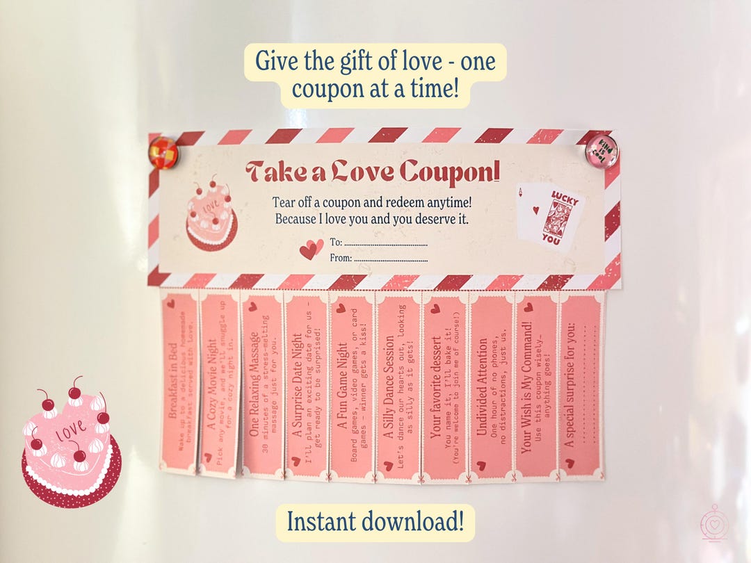 Printable Tear-off Love Coupons, Unique Cute Creative Gift for ...