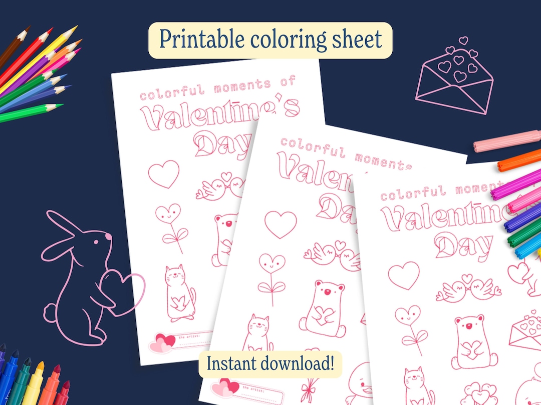 Printable Valentine's Day Coloring Sheet for Kids and Adults A4 ...