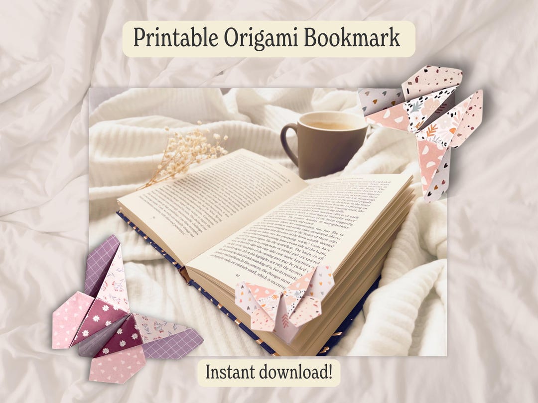 Printable Origami Butterfly Corner Bookmark: DIY Book Club Gift ...