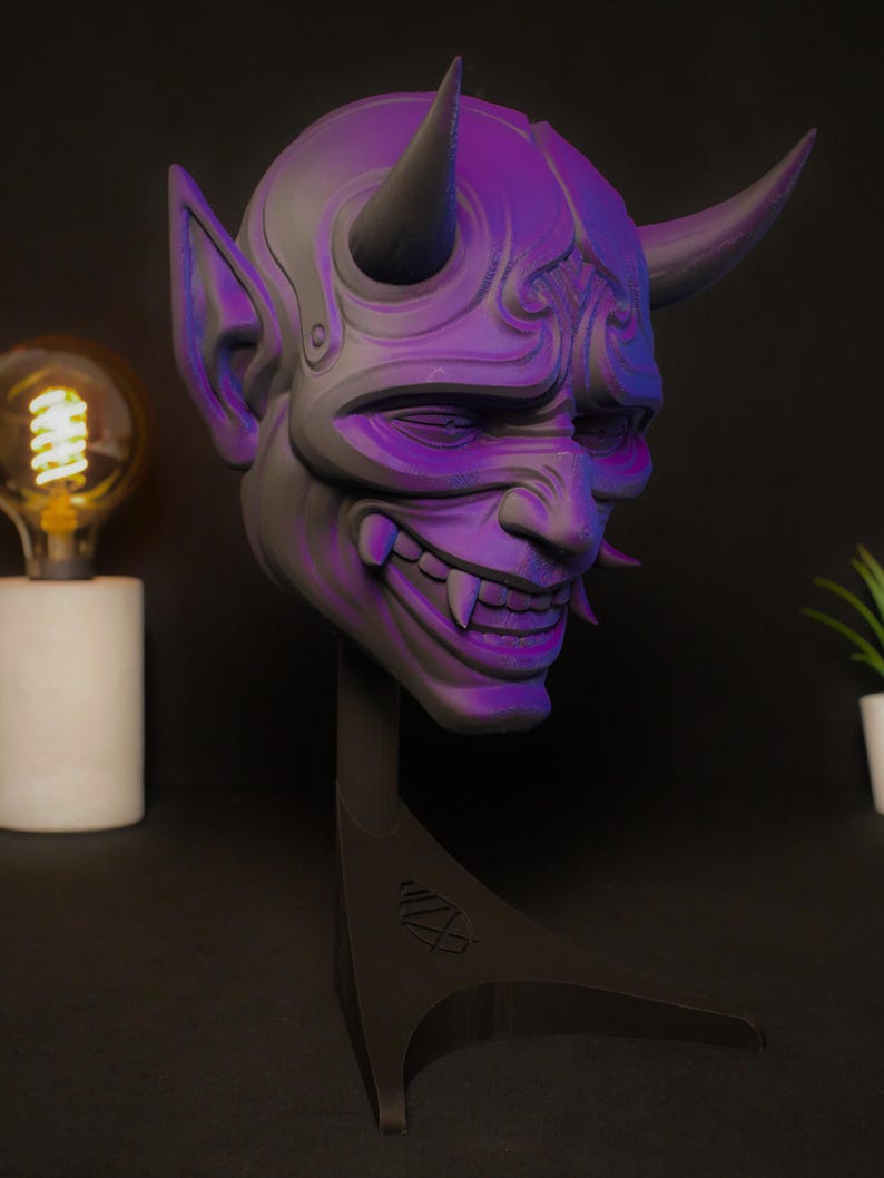 Oni Mask Wall Art, Japanese Demon Statue, 3D Printed Yokai Sculpture ...