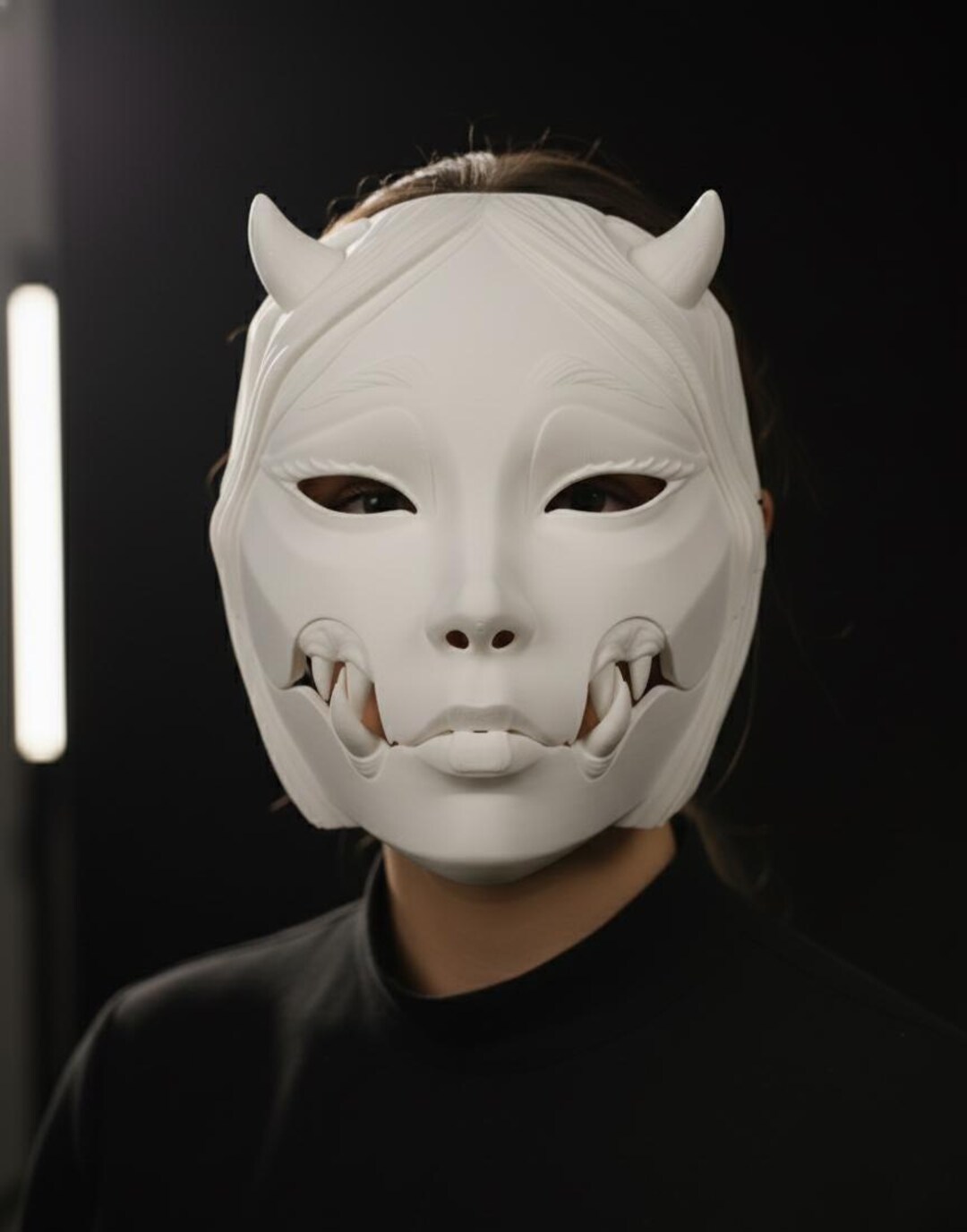 Articulated Kuchisake-onna Mask – Moving Jaw Japanese Oni Demon – J ...