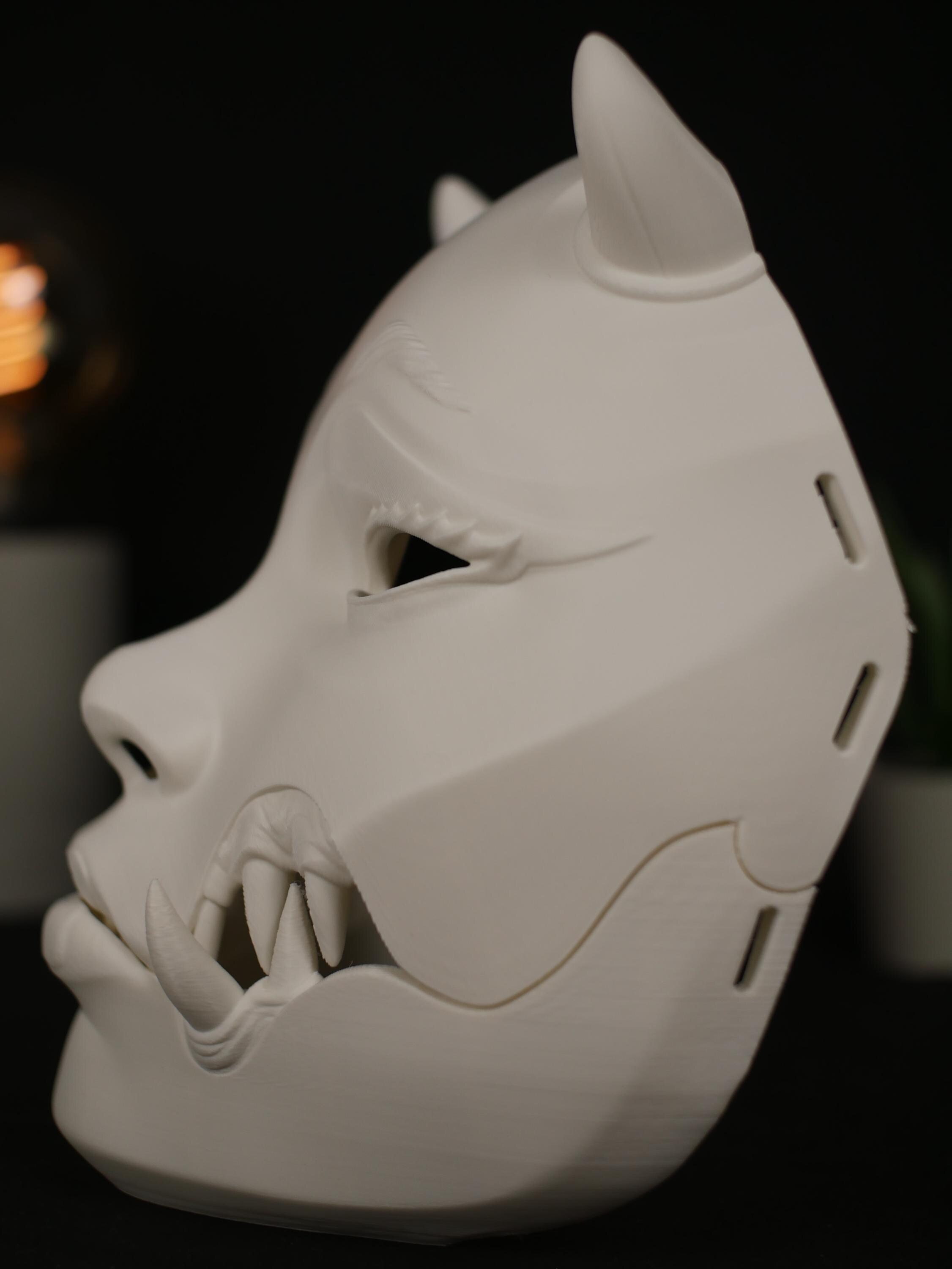 Articulated Kuchisake Mask - Japanese Demon Hannya Noh Cosplay Prop ...