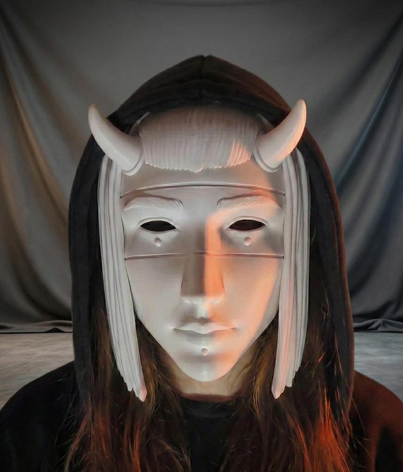 Veil Oni Mask - Custom Color Japanese Demon - 3D Printed Hannya With ...