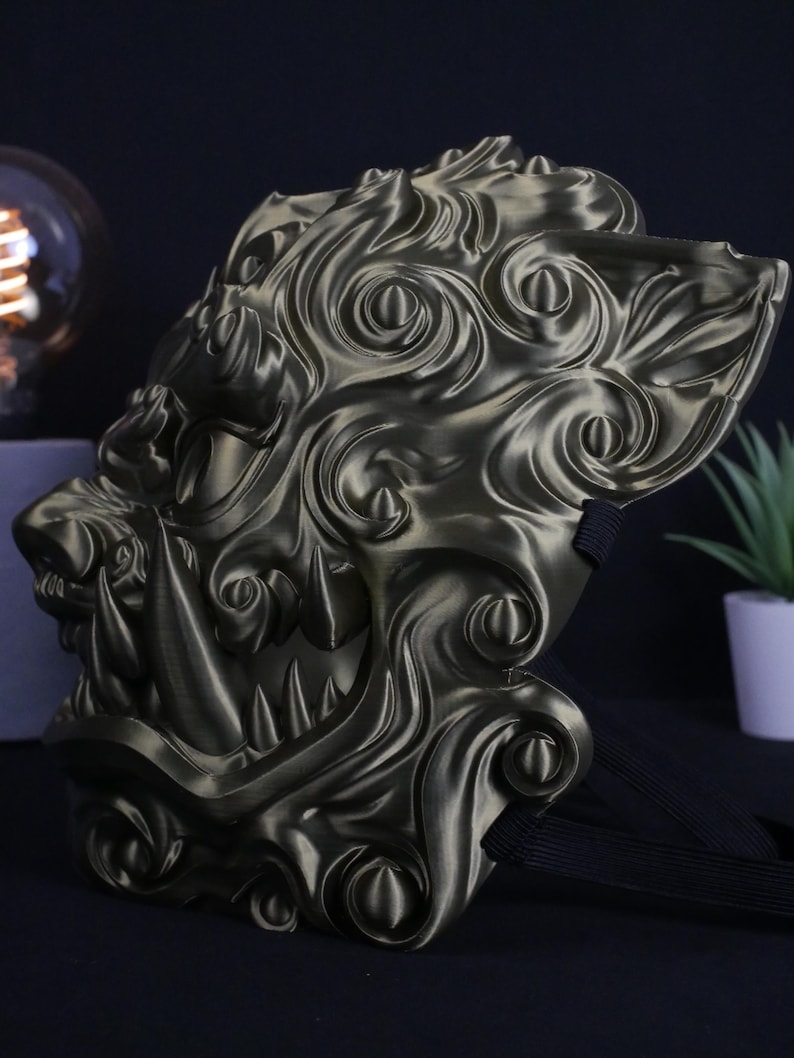 Foo Lion Mask - Japanese Oni Shinobi Mask - Guardian Lion Cosplay ...