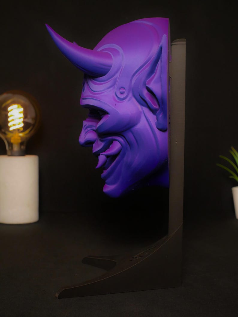 Oni Mask Wall Art, Japanese Demon Statue, 3D Printed Yokai Sculpture ...
