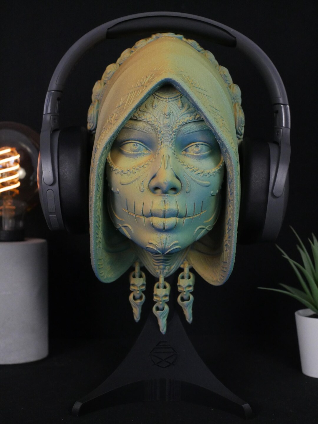 Santa Catrina Headphone Stand, Sugar Skull Day of the Dead Decor ...