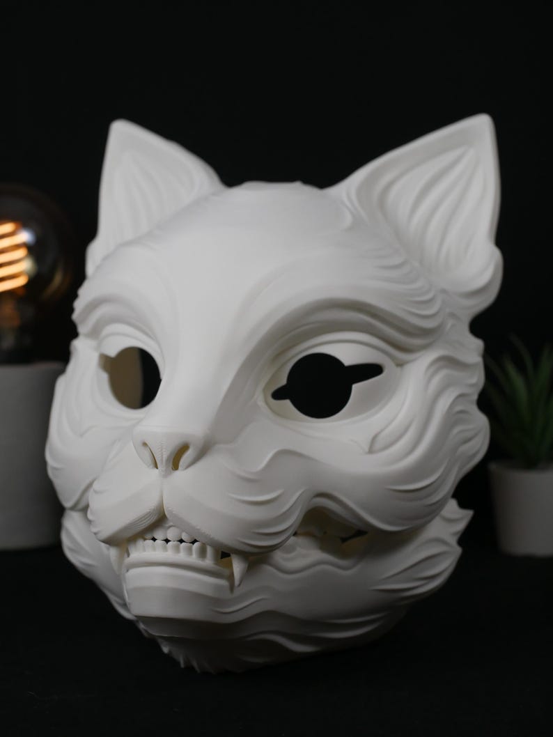 Articulated Kitsune Mask - Moving Jaw Fox - Japanese Yokai Demon ...