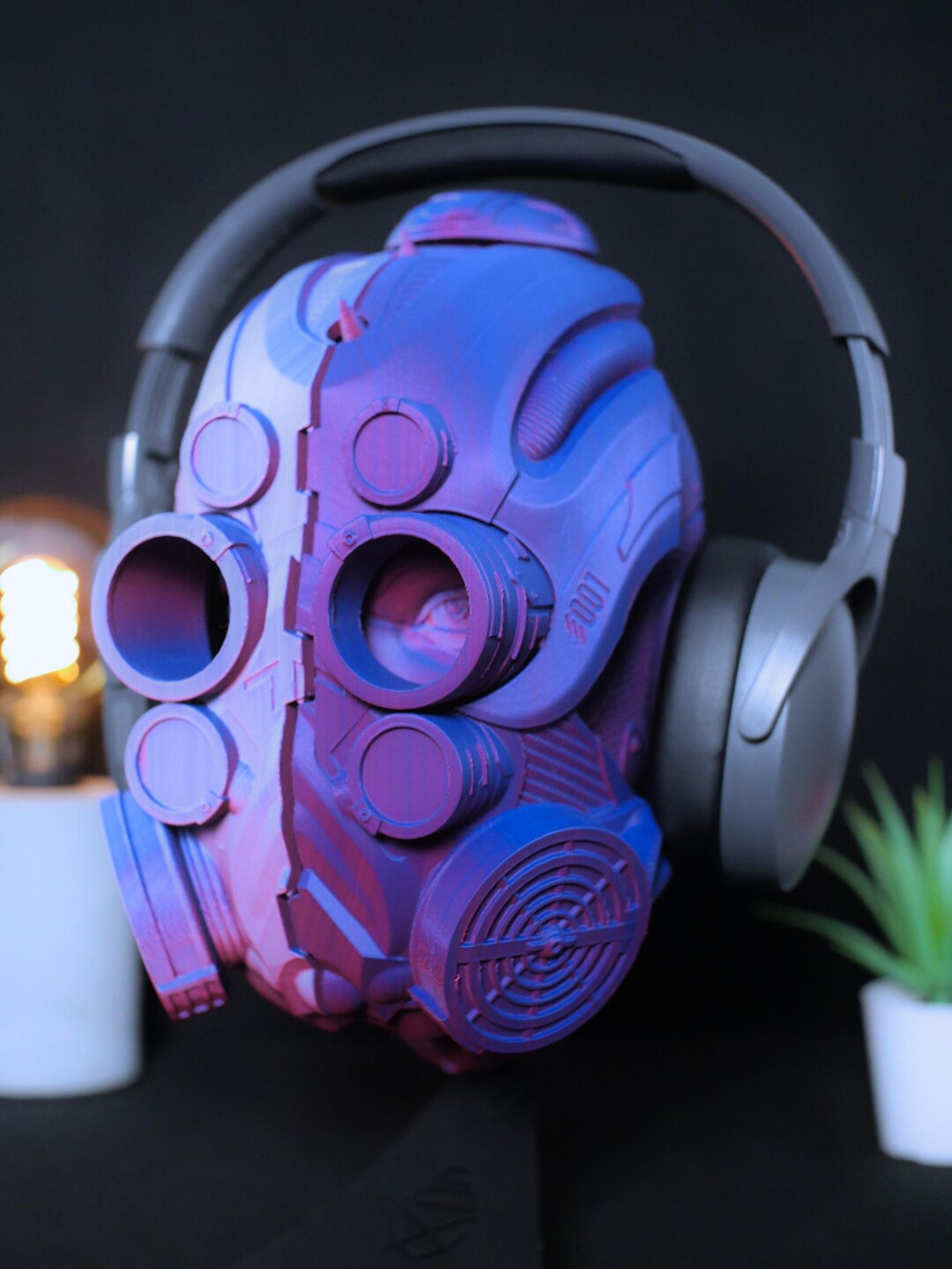 Cyberpunk Headphone Stand, Sci-fi Cyborg Bust. 3D Printed Headset ...