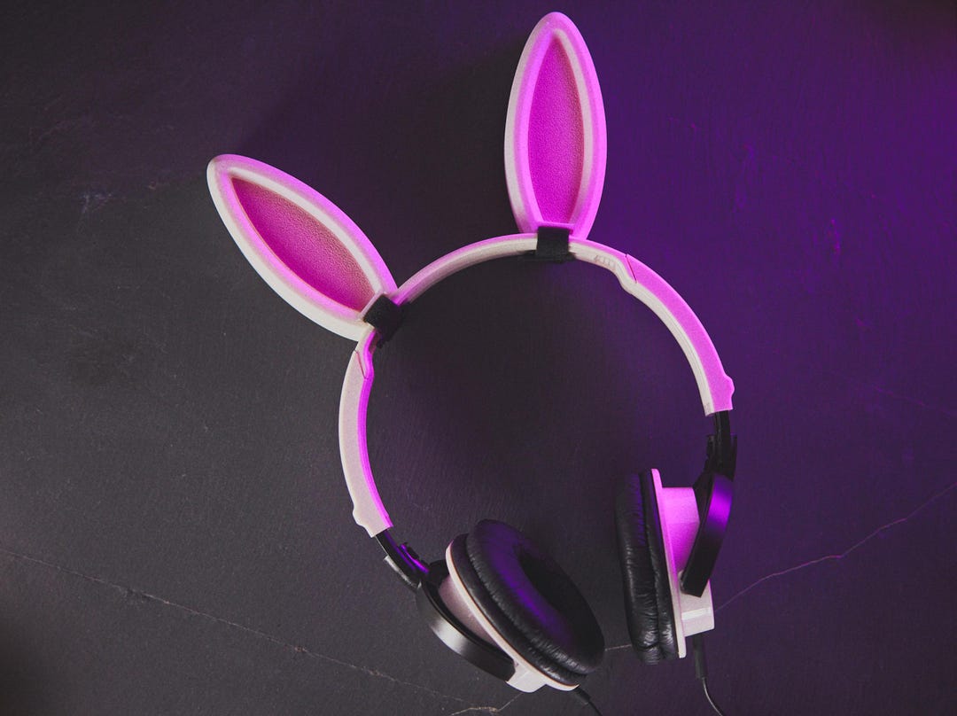 3D Printed Bunny Ears Headphone Attachment: Gaming Streamer Accessory ...