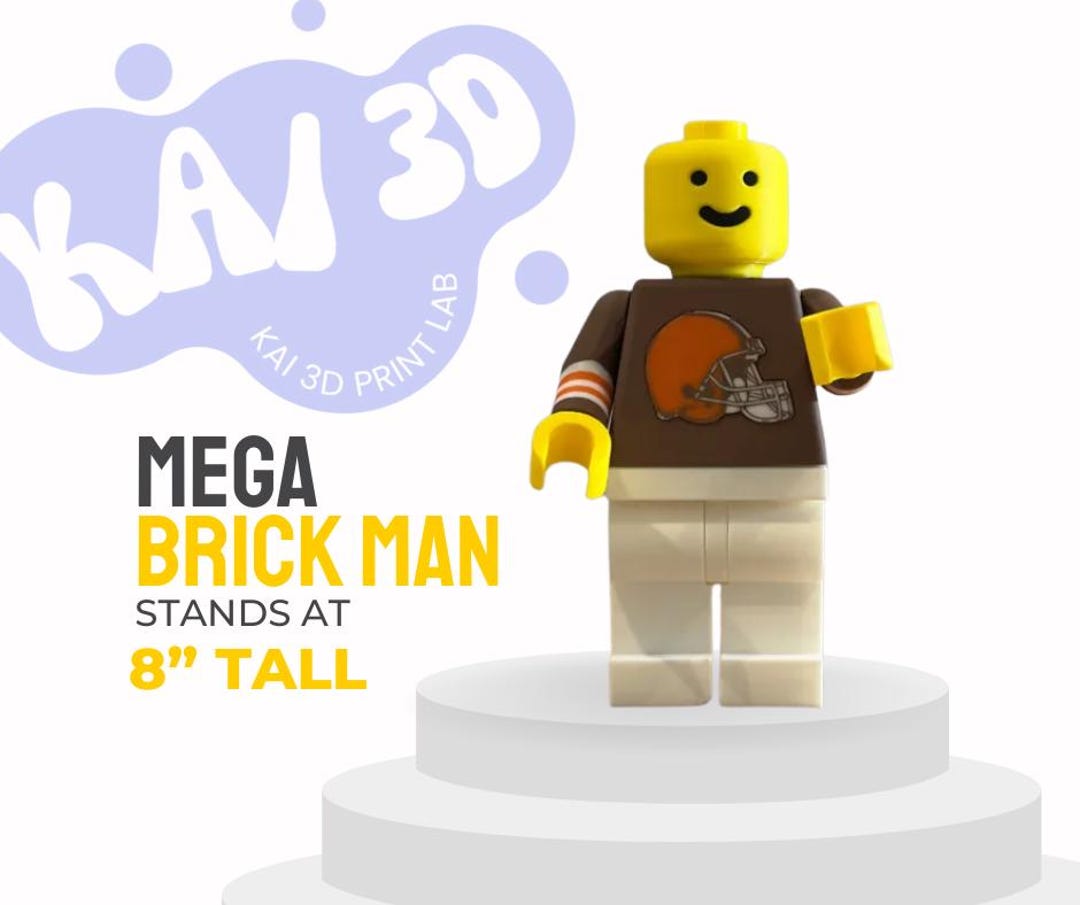 Mega Brick Man – Browns Custom 3d-printed NFL Fan Collectible | 8-inch ...