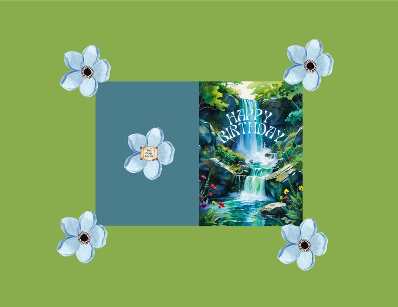 Waterfall Birthday Card: Enchanted Forest Design (digital Download) - Etsy