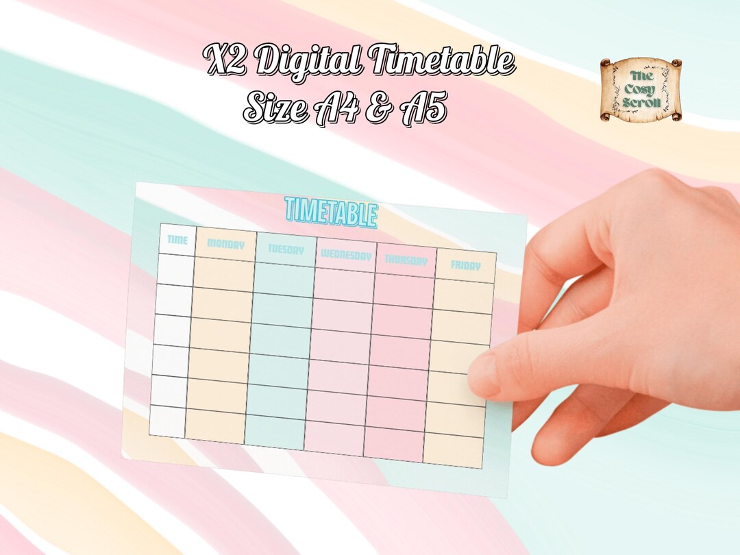 Weekly Timetable Template: Printable Student/teacher Planner (A4/A5 PDF ...