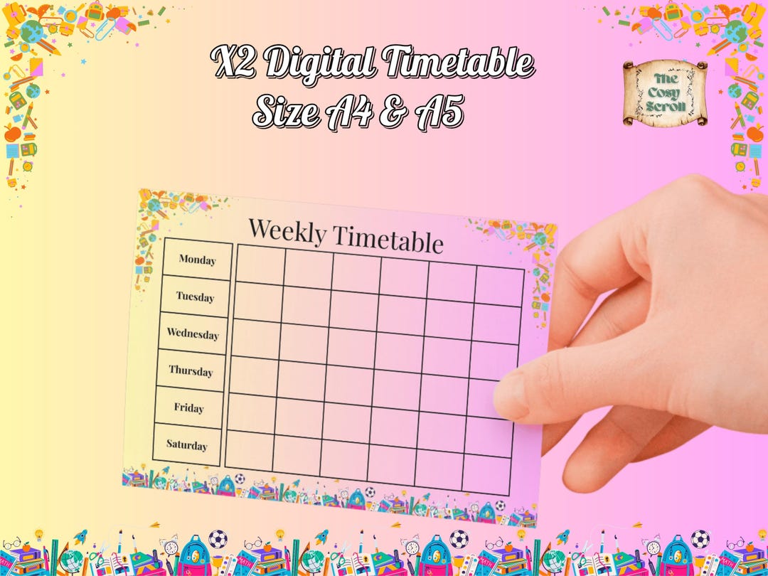 Weekly Timetable Template: Printable Schedule Planner, A4/A5 PDF - Etsy UK
