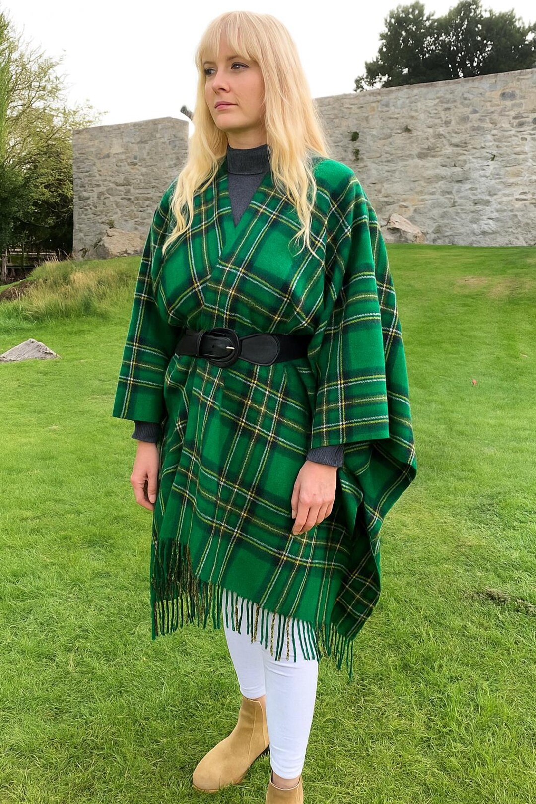 Scottish Tartan Shawl Outlander Plaid Cape Women Ruana Shawl With ...