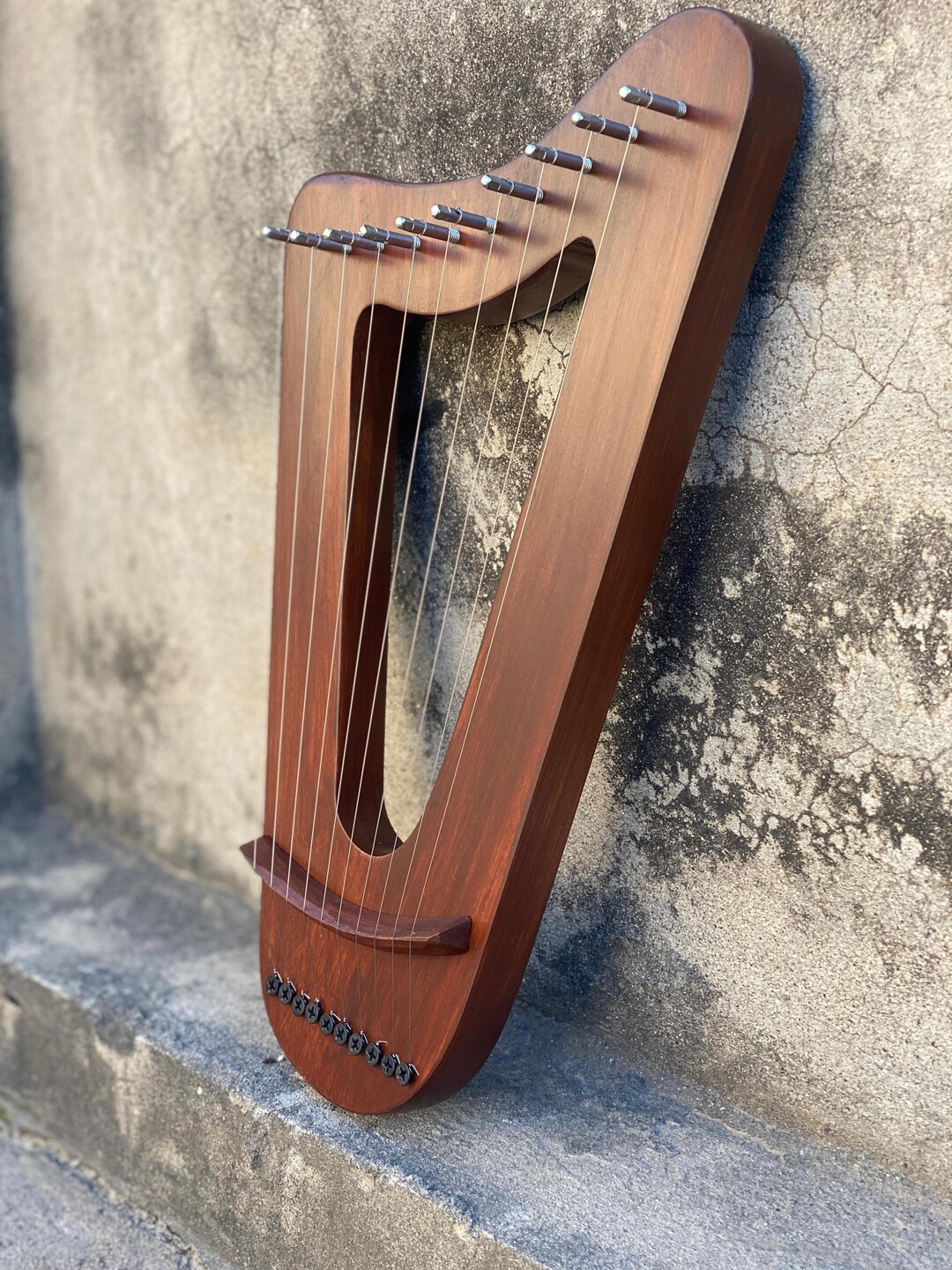 Brown Rosewood Lyre Harp Triangle 10 Metal Strings Lyre Harp With Free ...