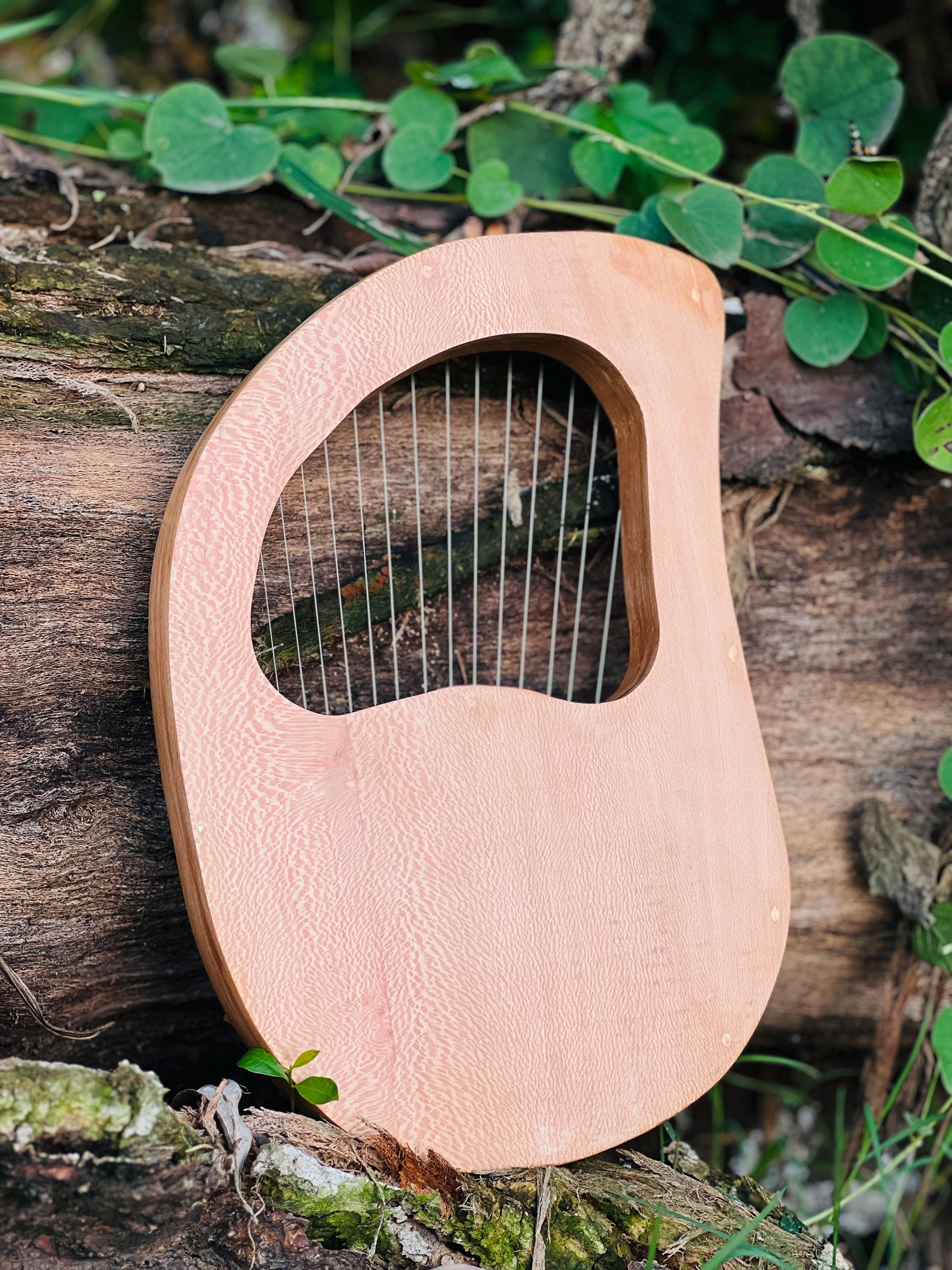 15 String Rosewood Lyre Harp: Red Dragon Design With Bag & Tuning Key ...