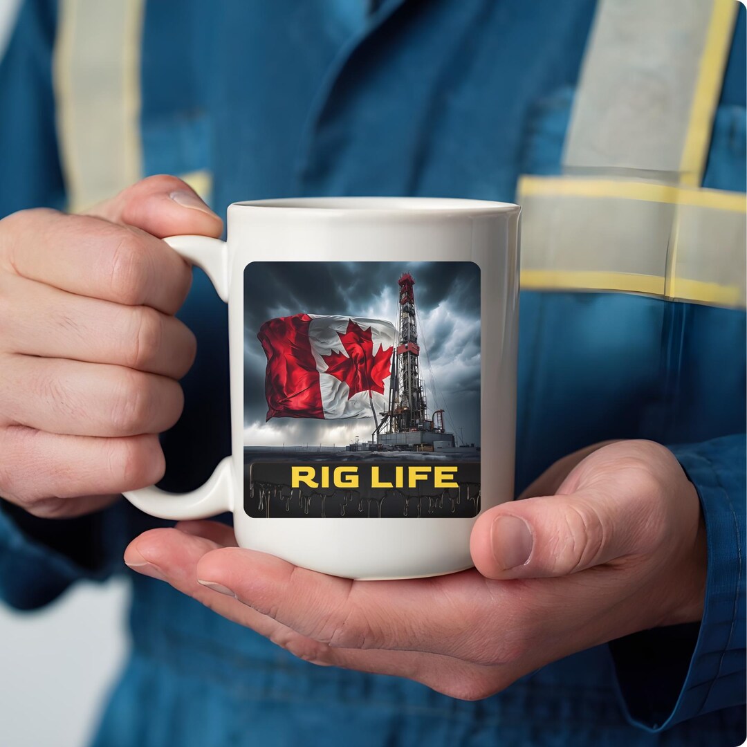Drilling Rig and Canadian Flag Ceramic Mug, Oilfield Worker Gift ...