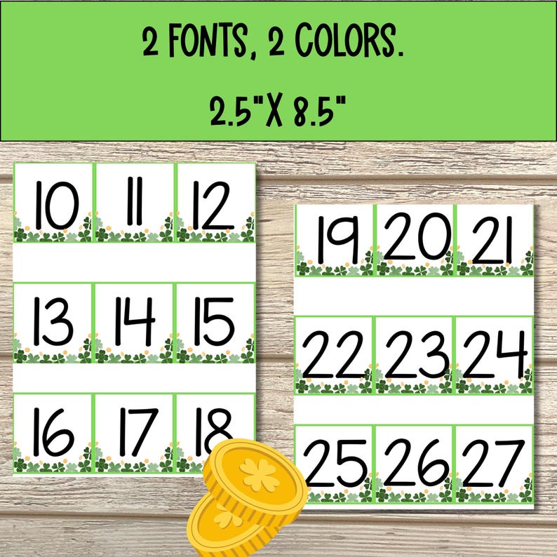 Tarjetas del calendario del Día de San Patricio / Decoración del aula ...