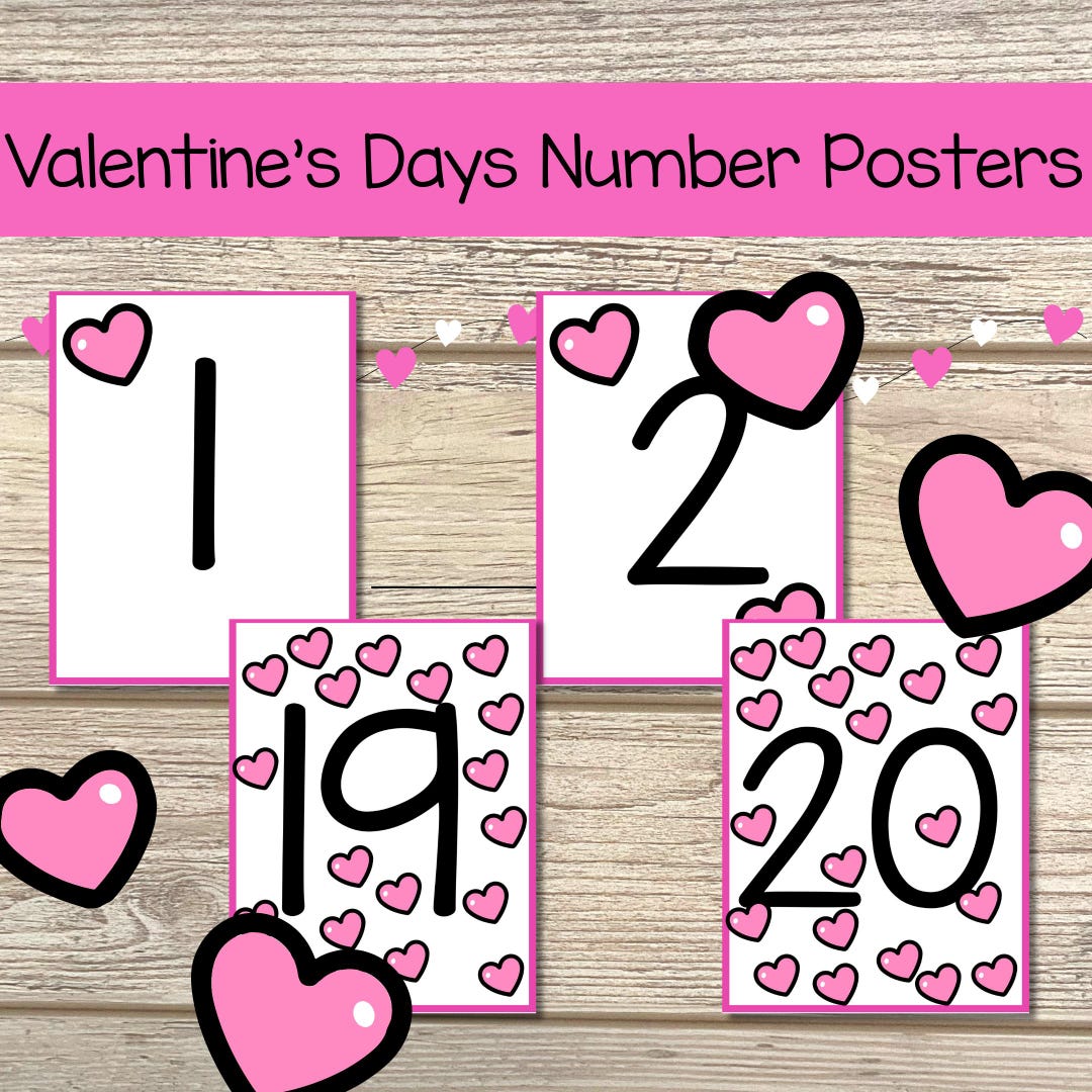 Valentine Number Posters | Heart Counting, Classroom Decor (PDF ...