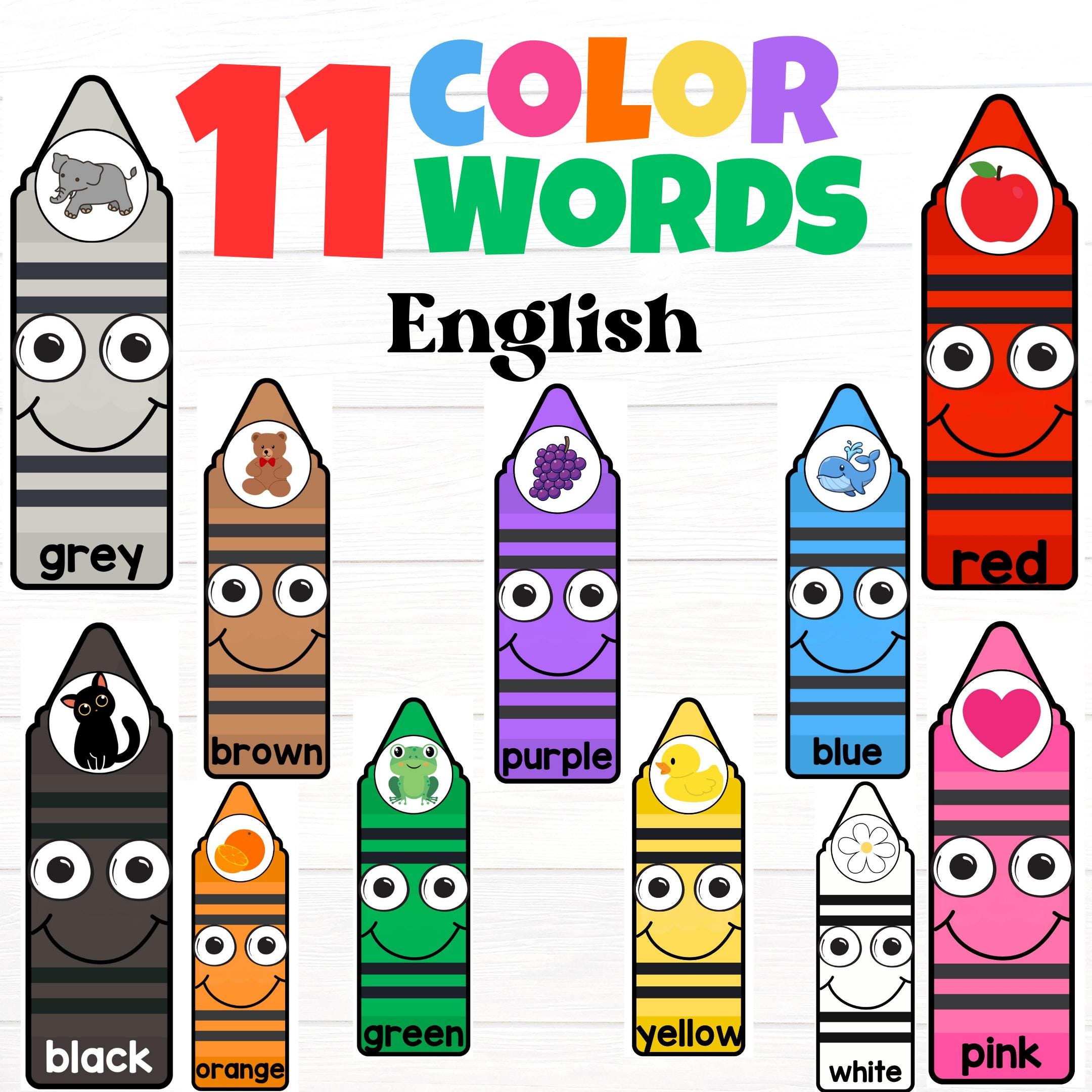 English Color Words Posters for Kids | 11 Crayon-themed Classroom Decor ...