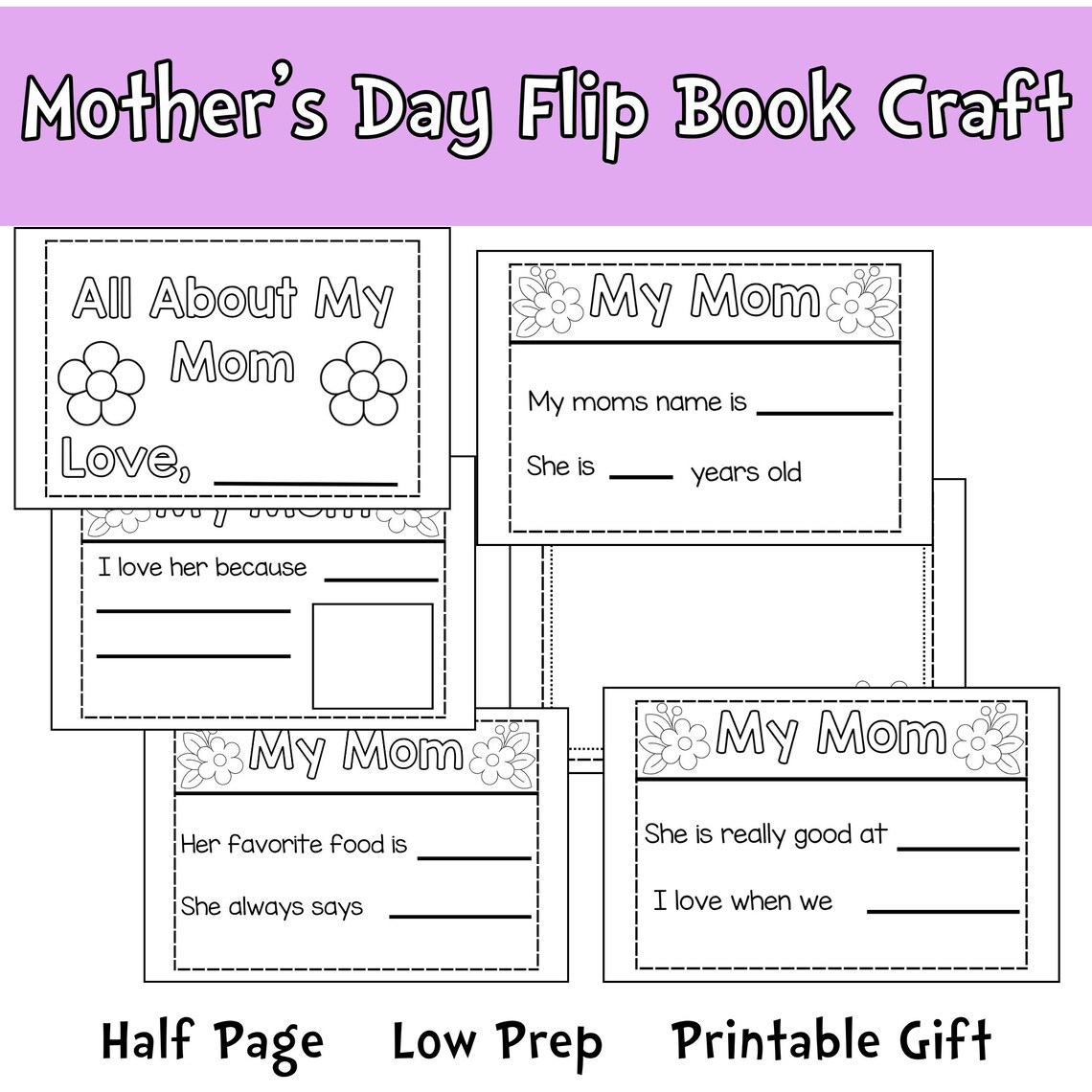 Mother’s Day Flip Book Craft | All About My Mom - Etsy