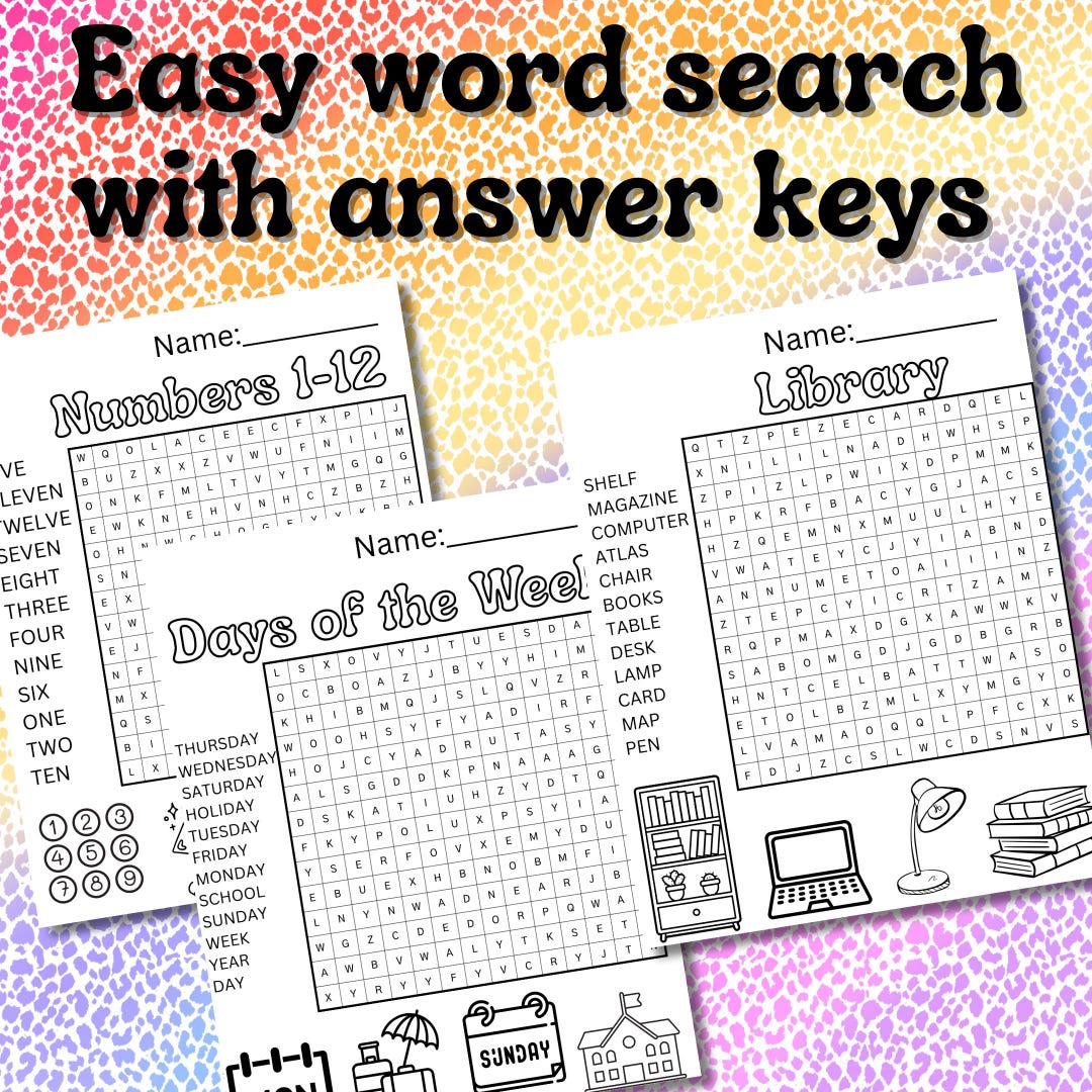 School Word Search Puzzles – Vocabulary Activities, Grades K-2 (PDF ...