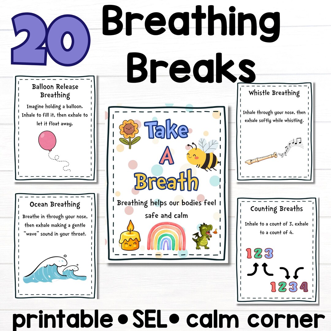 Breathing Posters for Kids | Calm Corner, Mindfulness, SEL, Coping ...