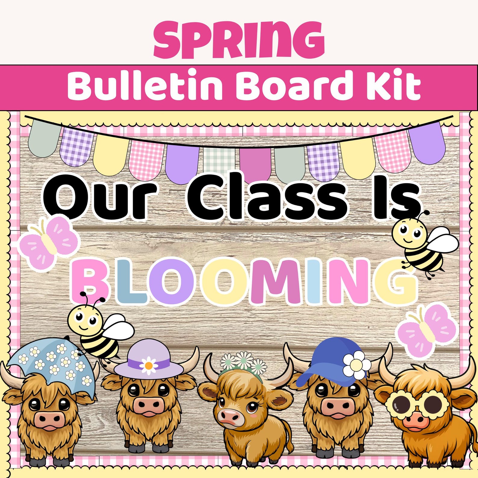 Spring Bulletin Board | Our Class is Blooming | Moo-ving Into Spring - Etsy