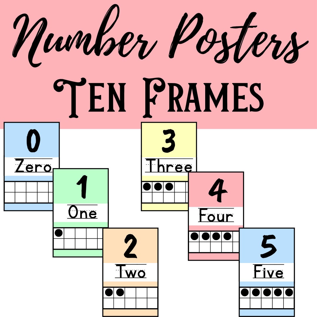 Number Posters 1-20 With Ten Frames and Number Words | 4x6 Classroom ...