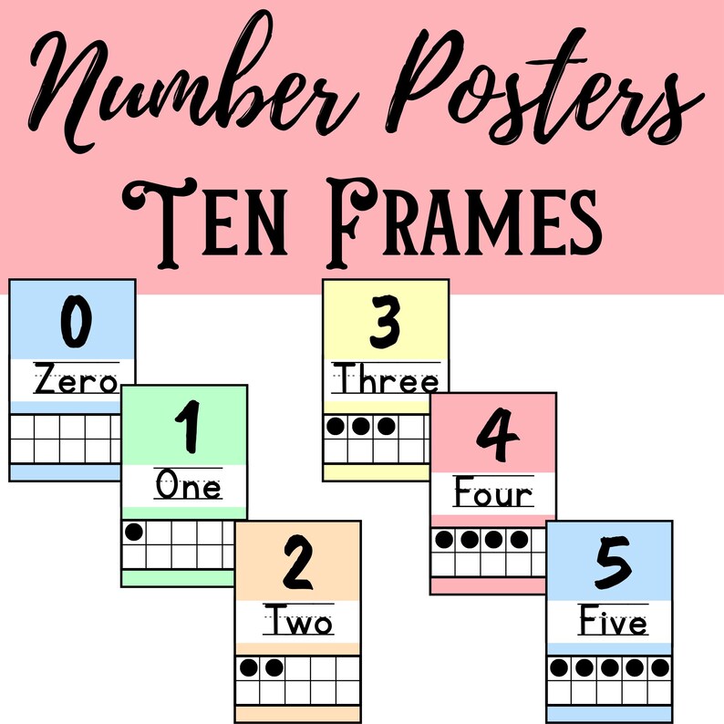 Number Posters 1-20 With Ten Frames and Number Words | 4x6 Classroom ...