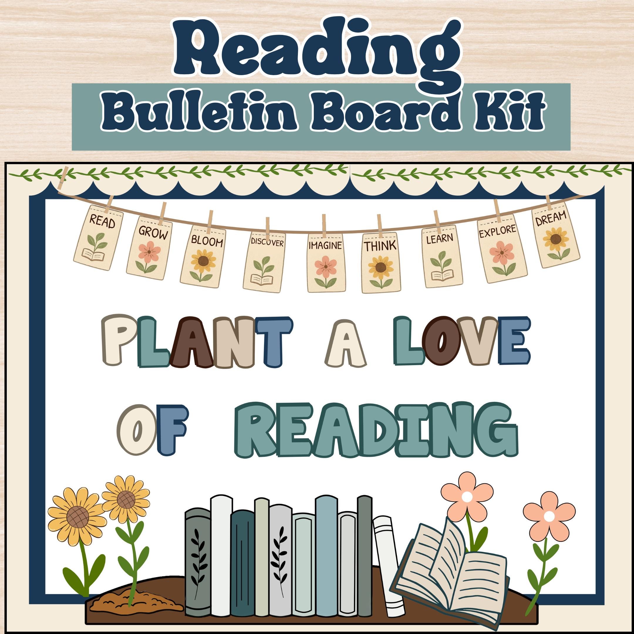 Plant a Love of Reading Bulletin Board Kit | Botanical Classroom Decor ...