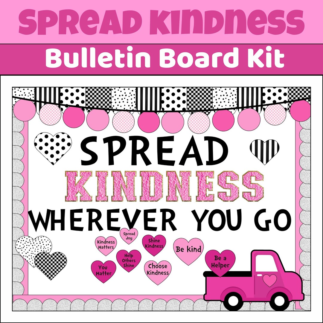 Spread Kindness Bulletin Board Kit | Valentine Classroom Decor - Etsy