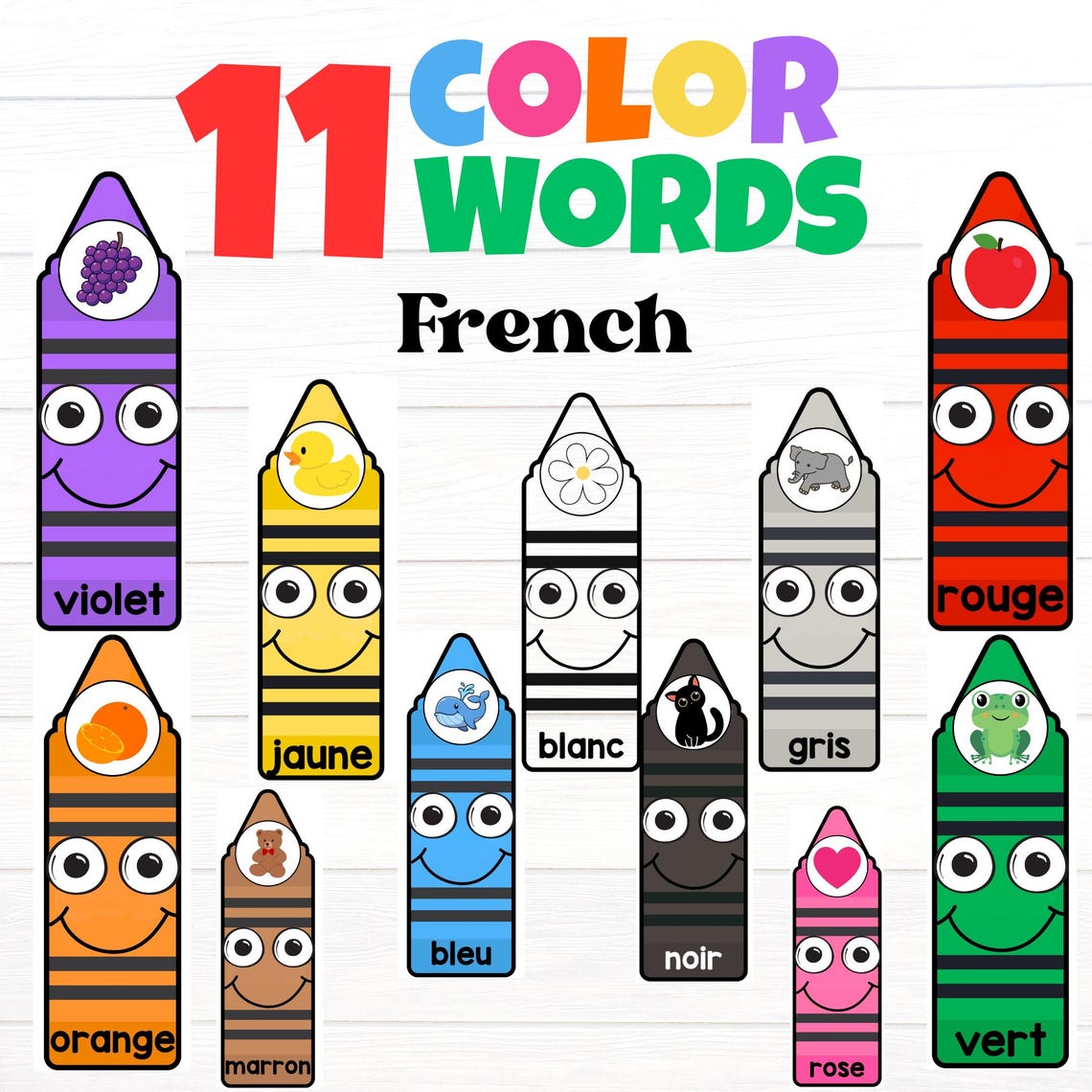 French Color Words Posters | 11 Crayon-themed Classroom Decor ...