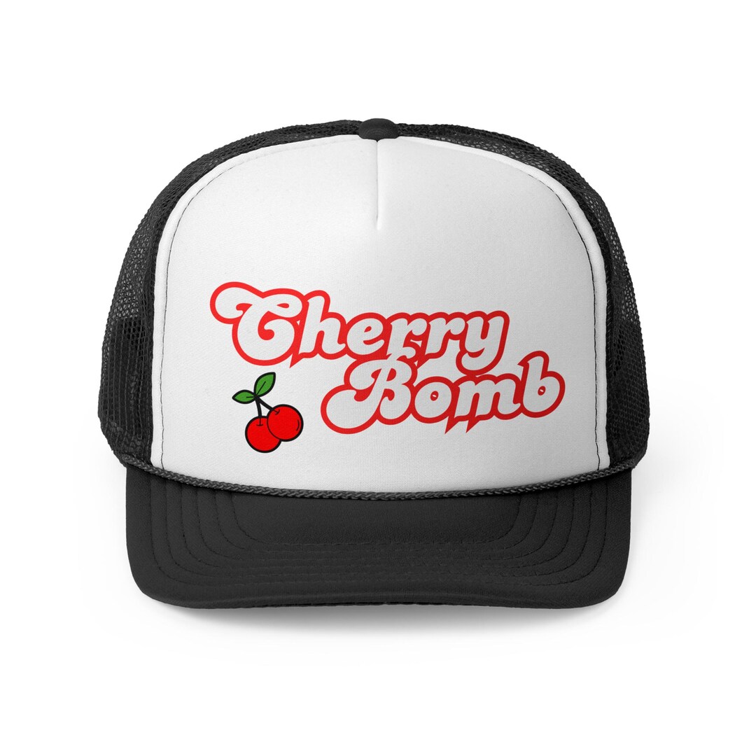Cherry Bomb Trucker Hat Retro 70s Snapback Cap, Vintage Inspired Mesh ...