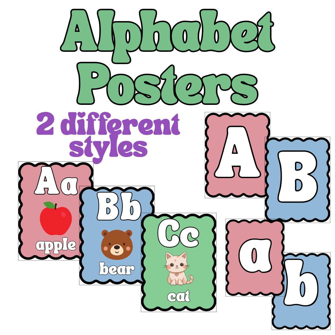 Preschool Alphabet Posters A–Z | 2 Styles Included | Animal and Object ...