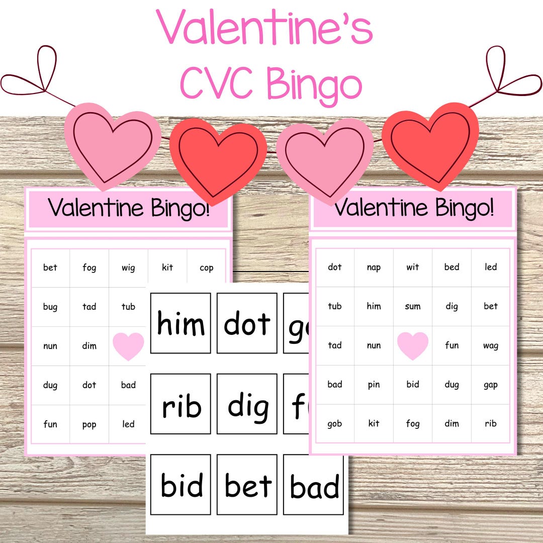 Valentine’s CVC Bingo | Phonics Game | Reading Centers - Etsy