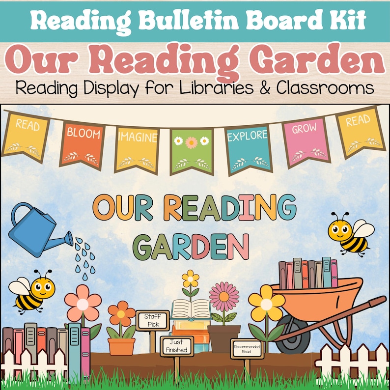 Our Reading Garden Bulletin Board Kit | Classroom Library Display ...