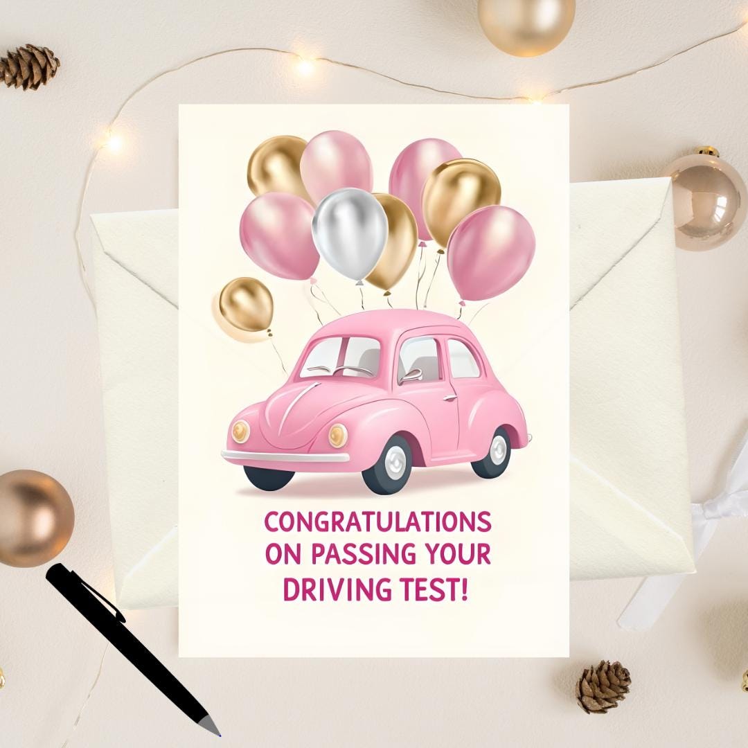 Congratulations New Driver Greeting Card, Passed Driving Test Card, New ...