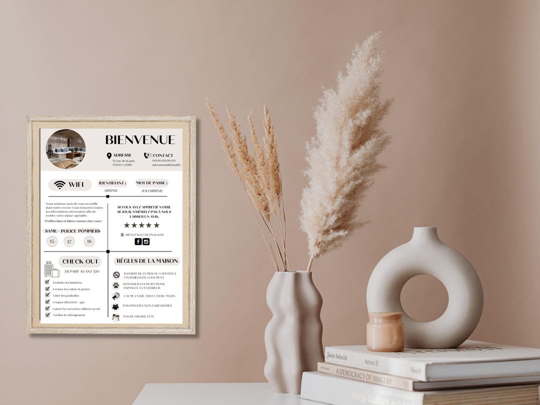 French Welcome Poster for Vacation Rental | Airbnb | Guesthouse or Gite ...