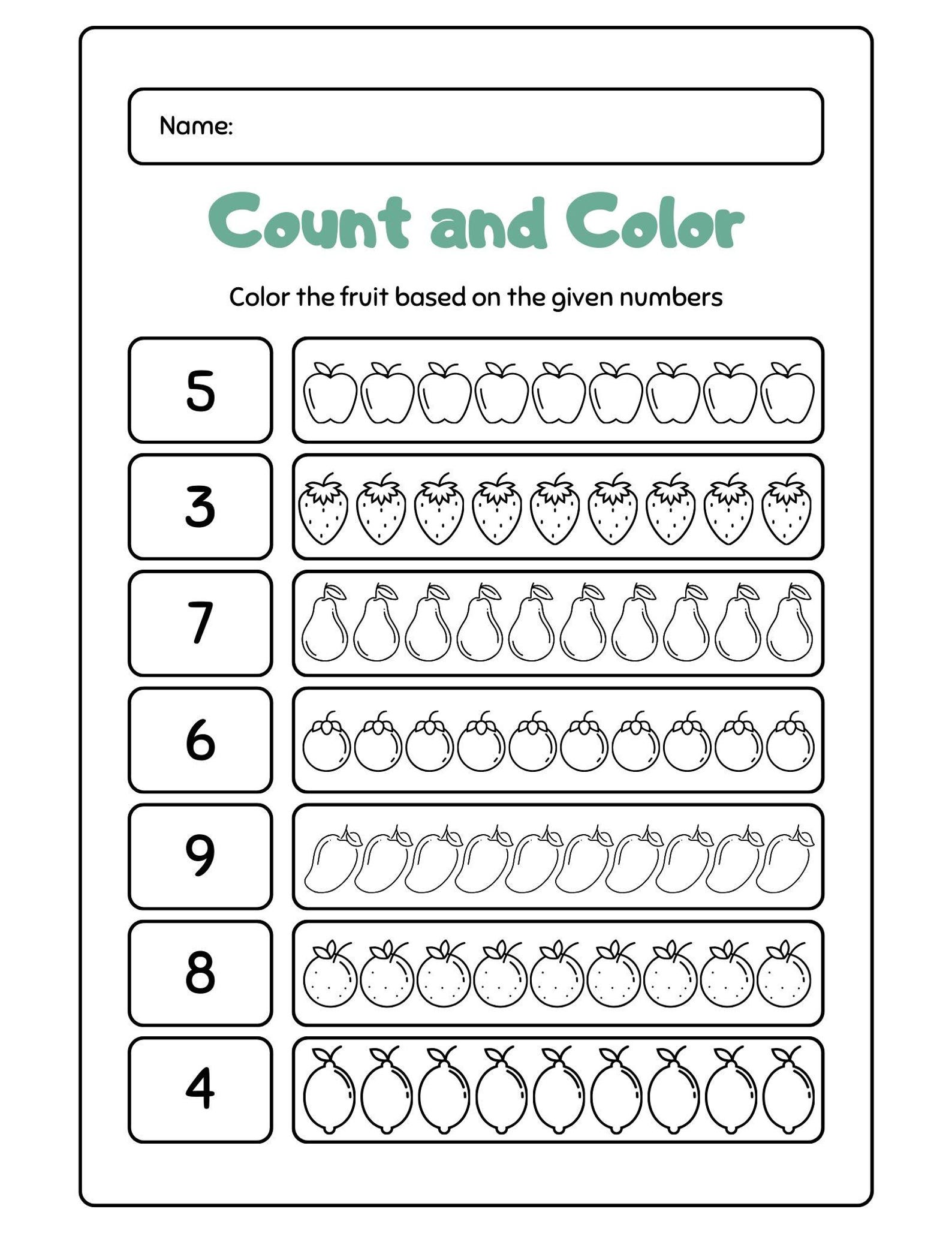 Counting and Number Tracing - Etsy