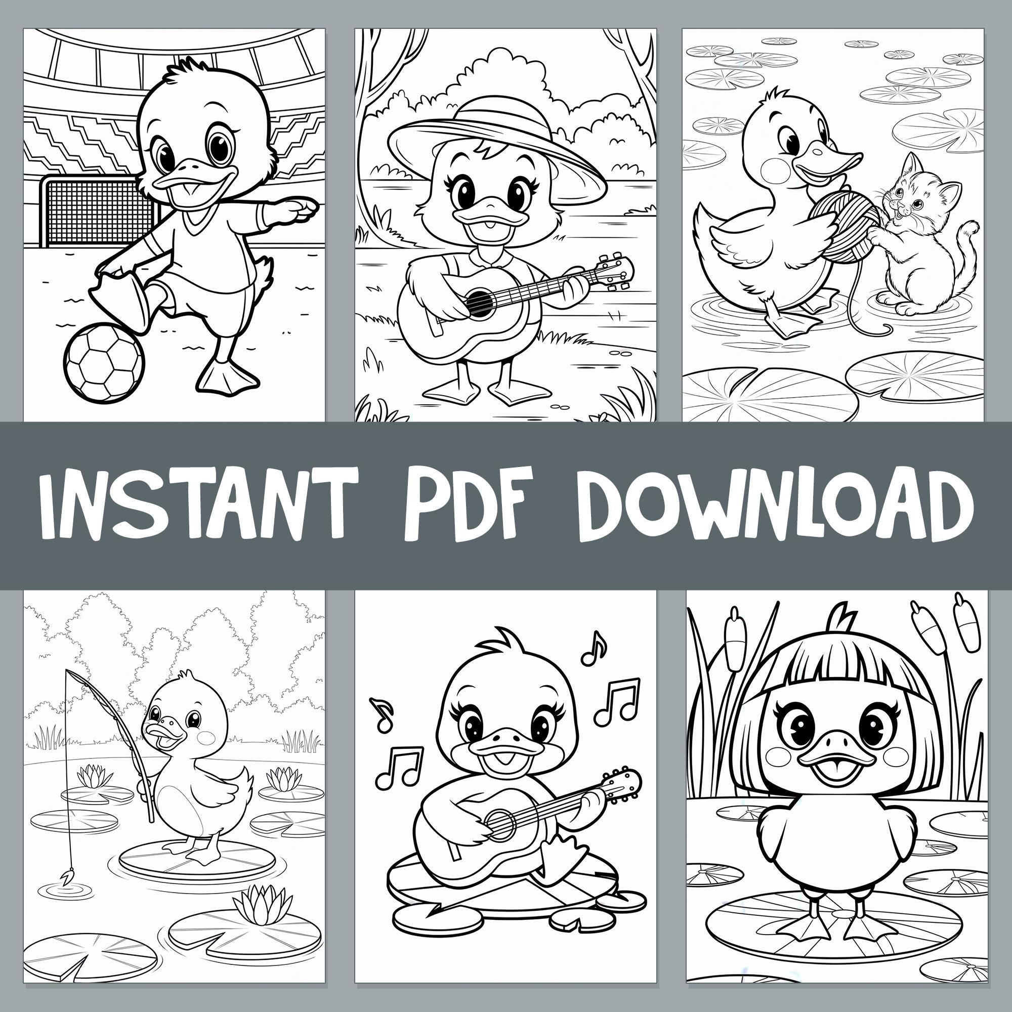 Duck Colouring Book - 25 Cute Printable Colouring Pages | Instant ...