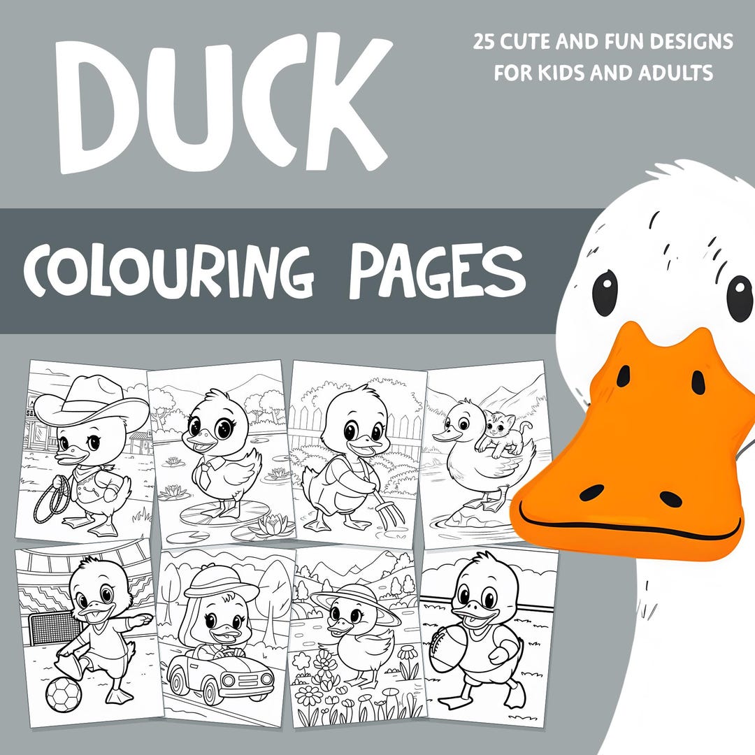 Duck Colouring Book - 25 Cute Printable Colouring Pages | Instant ...