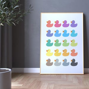 Rainbow Duck Print - Colourful Rubber Duck Wall Art | Printable Nursery ...